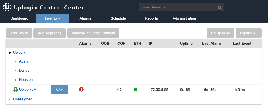Viewing the Inventory - Control Center User Guide
